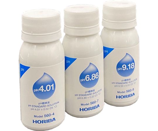 HORIBA pH4.01/pH6.86/pH9.18 標準液セット 各60mL 3本入 560-P 1セット（ご注文単位1セット）【直送品】 包装用品・店舗用品の通販 シモジマ