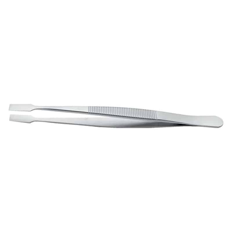 IDEAL-TEK 耐酸耐磁ステンレスピンセット 120mm 先平型タイプ・ハンドルギザ付 34A-SA-1-IT 1本（ご注文単位1本 ...