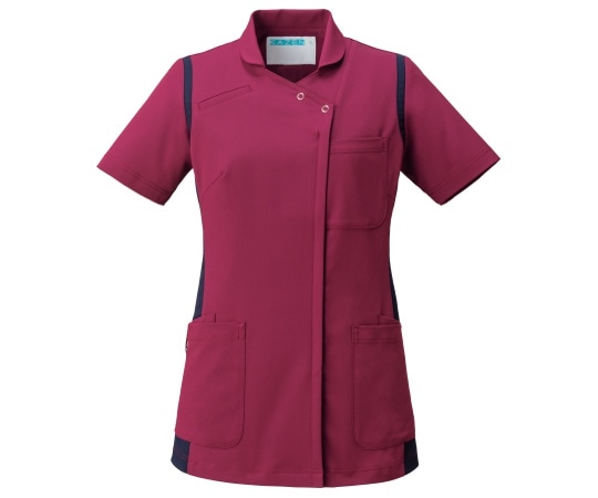 KAZEN レディススクラブ（衿付き） ワインxネイビー 4L 973-45 4L 1枚（ご注文単位1枚） 包装用品・店舗用品の通販 シモジマ