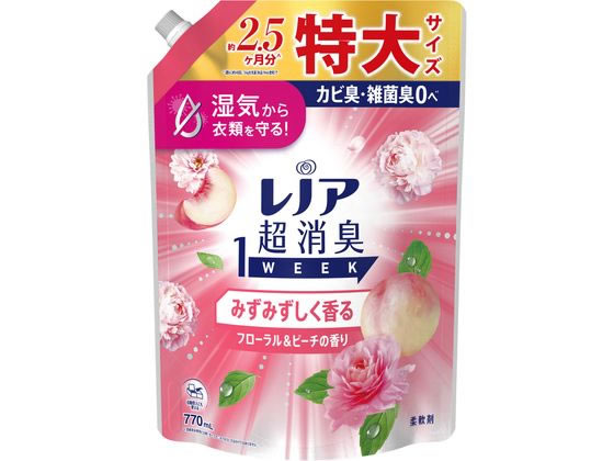 P&G レノア超消臭1week フローラル&ピーチ 詰替 特大 770mL 1個（ご注文単位1個）【直送品】 包装用品・店舗用品の通販 シモジマ
