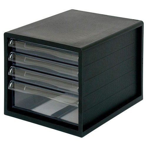ナカバヤシ レターケース A4タテ 浅3段・深1段 ブラック A4E-04B 1台（ご注文単位1台）【直送品】 包装用品・店舗用品の通販 シモジマ