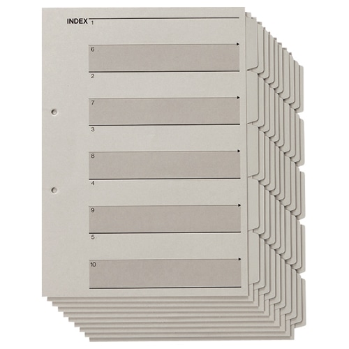 TANOSEE 見出しカード（エコノミータイプ） A4タテ 2穴 5山＋扉紙 グレー 1セット（400組：10組×40パック）（ご注文単位1セット）【直送品】 包装用品・店舗用品の通販 シモジマ