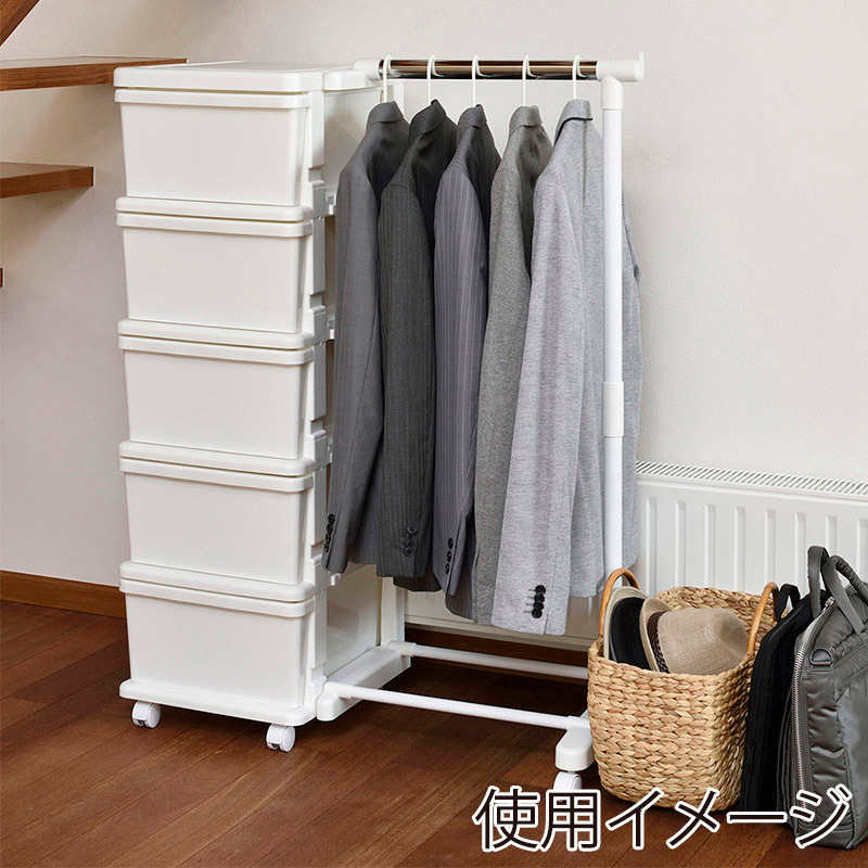 JEJアステージ チェスト シーズユニット 5段 ハンガー付 WHホワイト 1個（ご注文単位2個）【直送品】 包装用品・店舗用品の通販 シモジマ